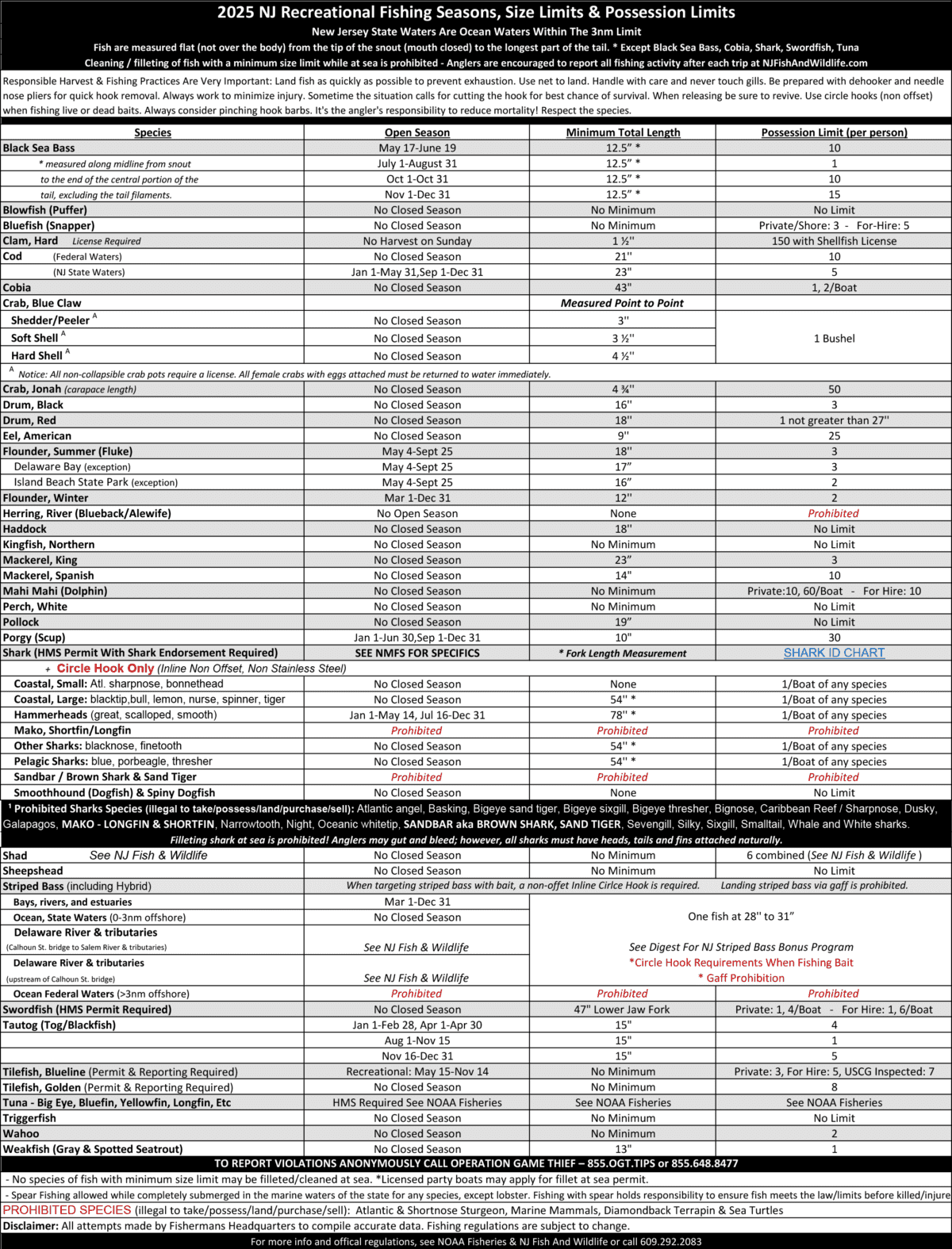 NJ Saltwater Fishing Regulations - LBI NJ Fishing Report - LBI Surf ...